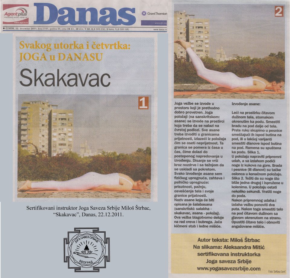 Intervju, Miloš Štrbac o joga položaju “Skakavac”, Danas, 2011. | Joga ...